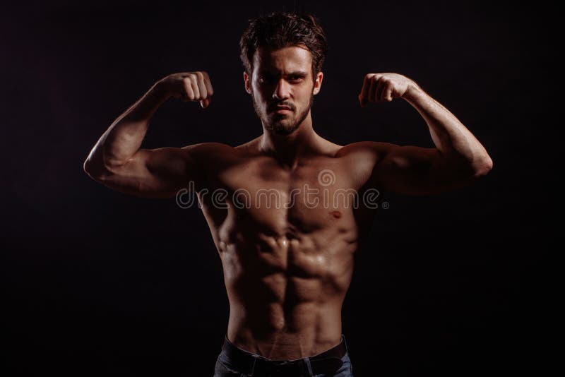 Sportsmen Giving Biceps a Flex. Impress People with Strong Figure Stock ...