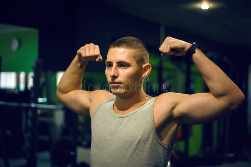 Sportsmen Makes Workout in Training Centre Stock Photo - Image of sport ...