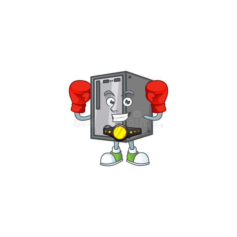 A Sporty Boxing CPU Cartoon Character Design Style Stock Vector ...