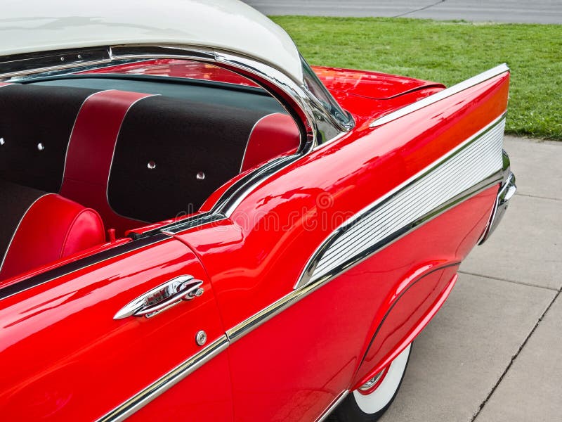 Sporty classic, 1957 Chevy stock photo. Image of details - 57835362