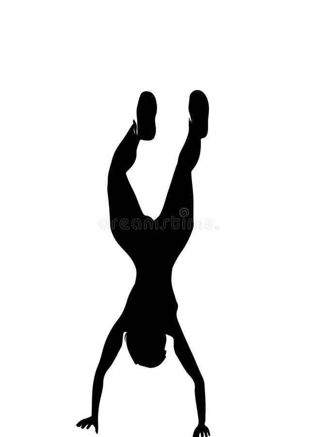 Isolated Black Silhouette of a Woman Wearing Gym Clothes Doing a ...