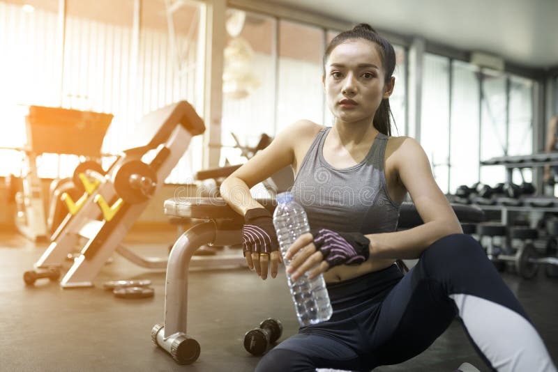 Sporty Girl Training in Gym Stock Image - Image of pilates, morning ...