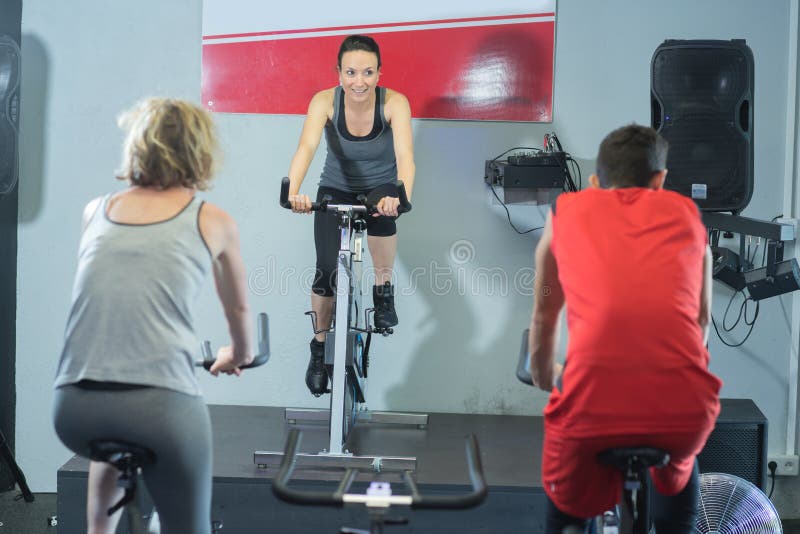 Sporty Group Peple on Spinning Class Stock Photo - Image of pretty ...