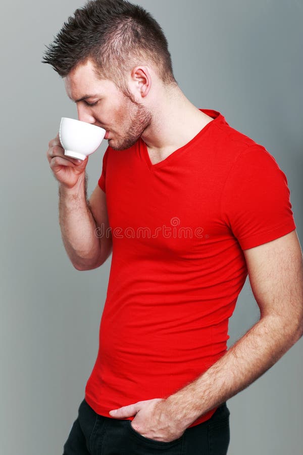 Sporty guy drinking coffee stock image. Image of espresso - 49193587