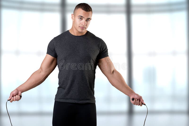 Sporty Man with Jumping Rope Stock Image - Image of exercise, rope ...