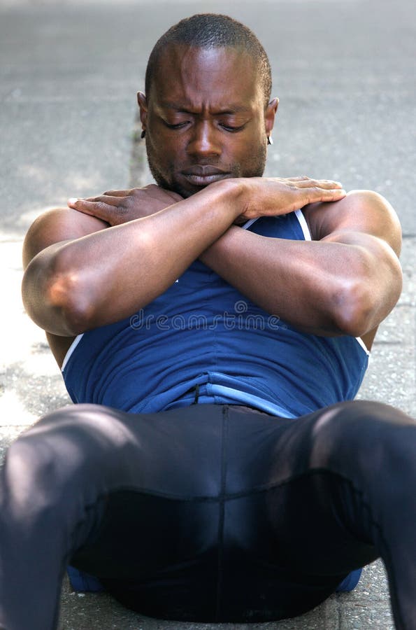 Sporty Man Stomach Crunch Exercise Stock Image - Image of abdominal ...