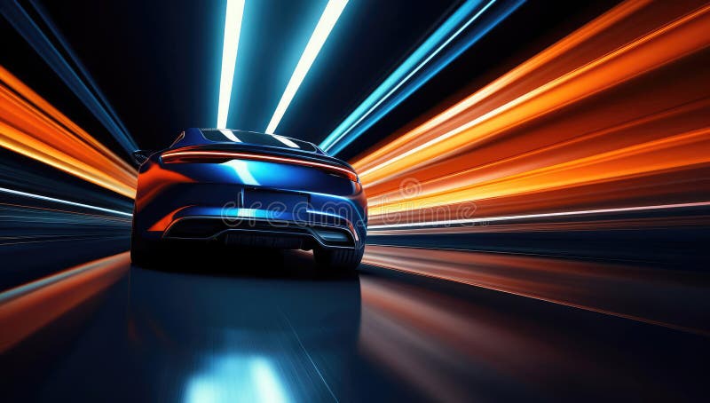 Sporty Modern Car in Motion Stock Illustration - Illustration of ...