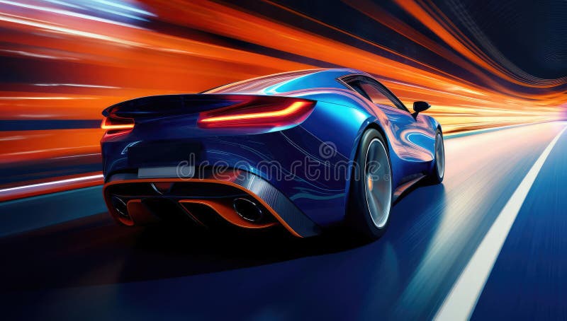 Sporty Modern Car in Motion Stock Illustration - Illustration of flare ...