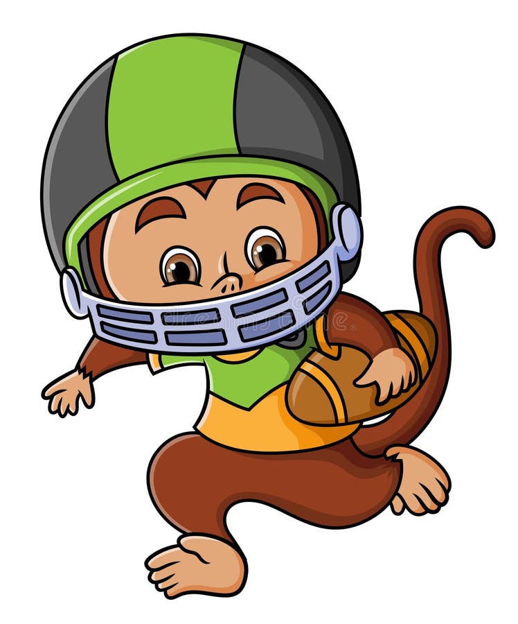 The Sporty Monkey is Playing Rugby with a Full Equipment Stock Vector ...