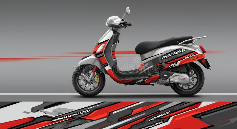 Sporty Scooter Vector Illustration Featuring Custom Wrap Design ...