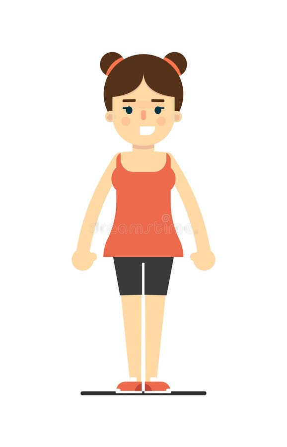 Sporty Smiling Girl In Sportswear Standing Stock Vector Illustration