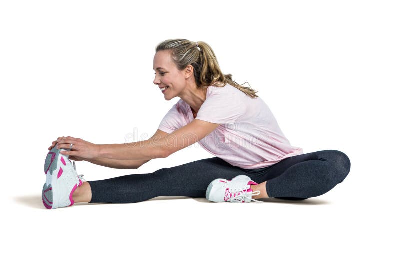 Sporty Woman Exercising Over White Background Stock Image - Image of ...