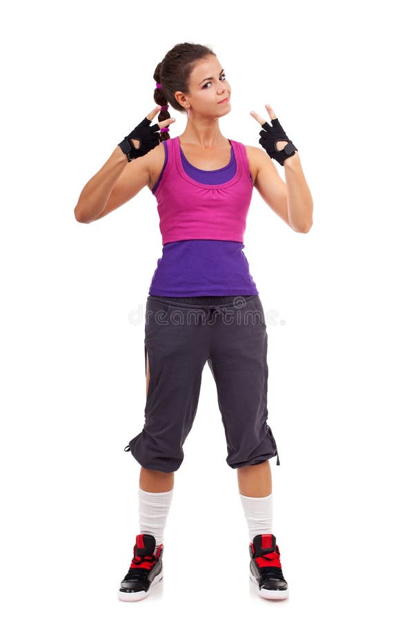 Sporty Woman Gesturing Win Symbol Stock Photos - Free & Royalty-Free ...