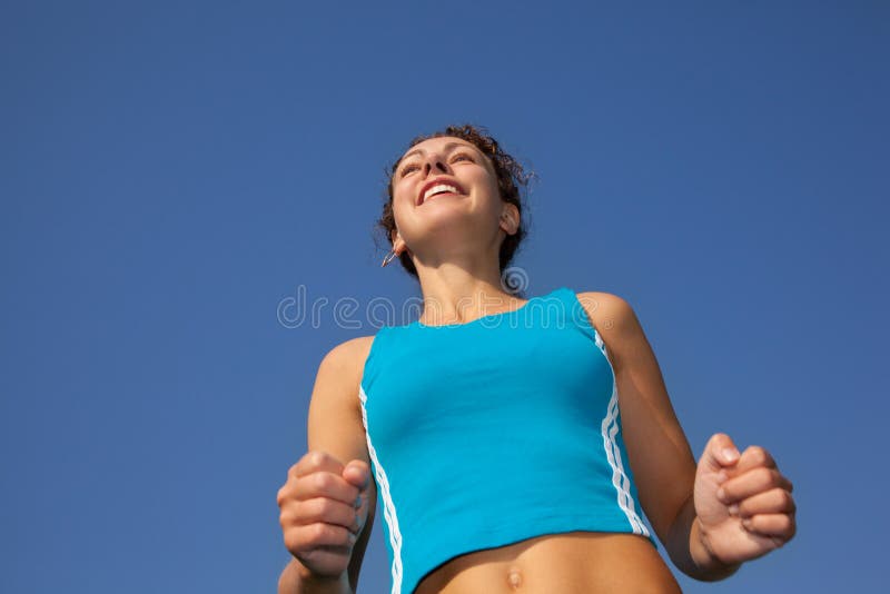 Sporty Woman Runner, View from Below Stock Image - Image of lifestyle ...
