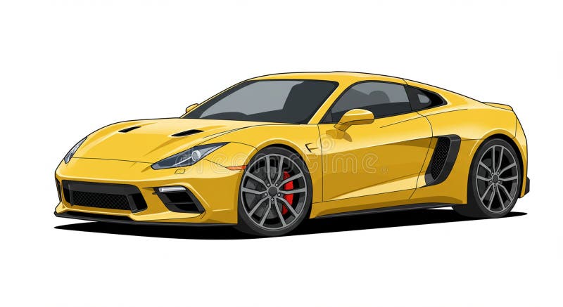 Sporty Yellow Car Illustration with Sleek, Aerodynamic Design. Features ...