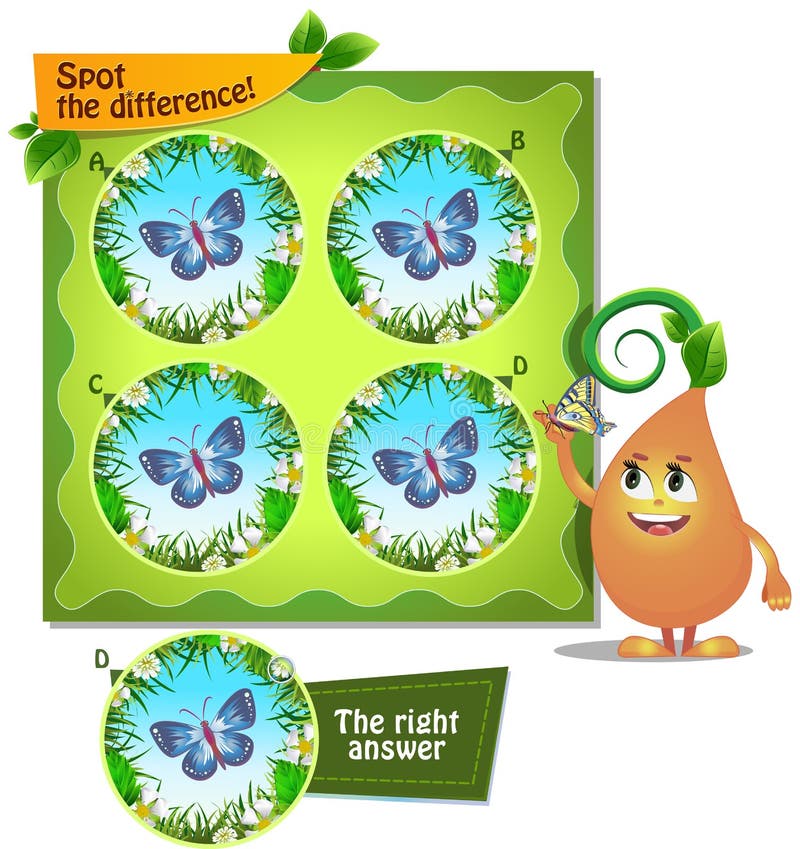 Butterfly Game Spot Difference Stock Illustrations – 79 Butterfly Game ...
