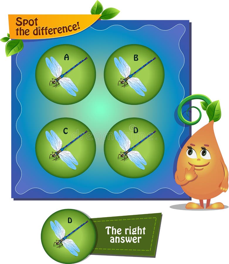 Dragonfly Spot the Difference Stock Illustration - Illustration of ...