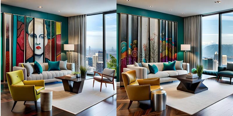 Spot the Difference Interior Living Room Decoration Stock Illustration ...