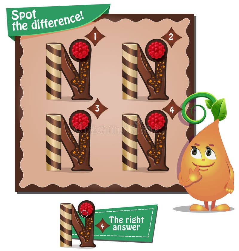 Spot the Difference Letters N Stock Illustration - Illustration of ...