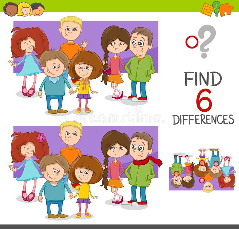 Spot the Differences Game with Kids Stock Vector - Illustration of ...