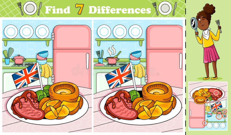 Spot the 5 Differences a Little Chef S Sunday Roast Challenge Stock ...