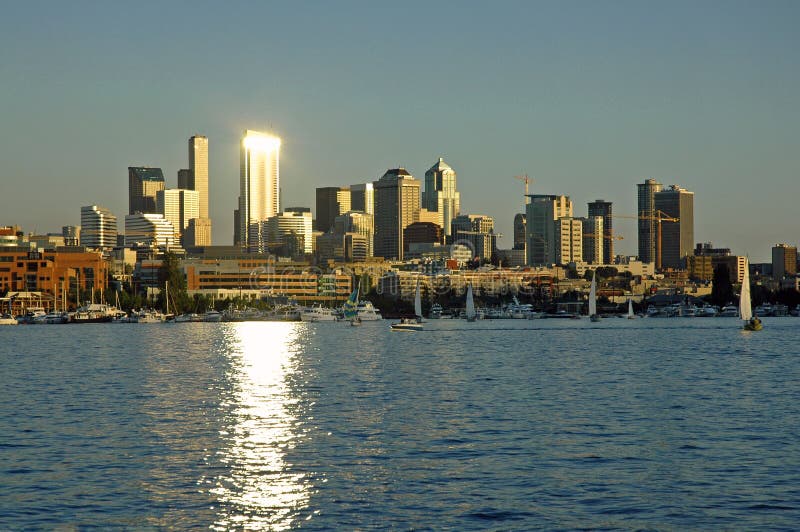 Spot Light on Seattle stock image. Image of harbor, sunrise - 1877977