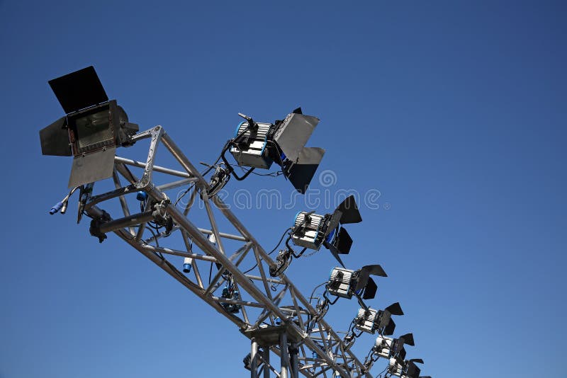Spot Light System on Blue Background Stock Photo - Image of spot ...