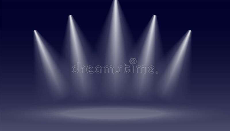 Spot Lights Focusing on a Point in Dark Background Stock Vector ...