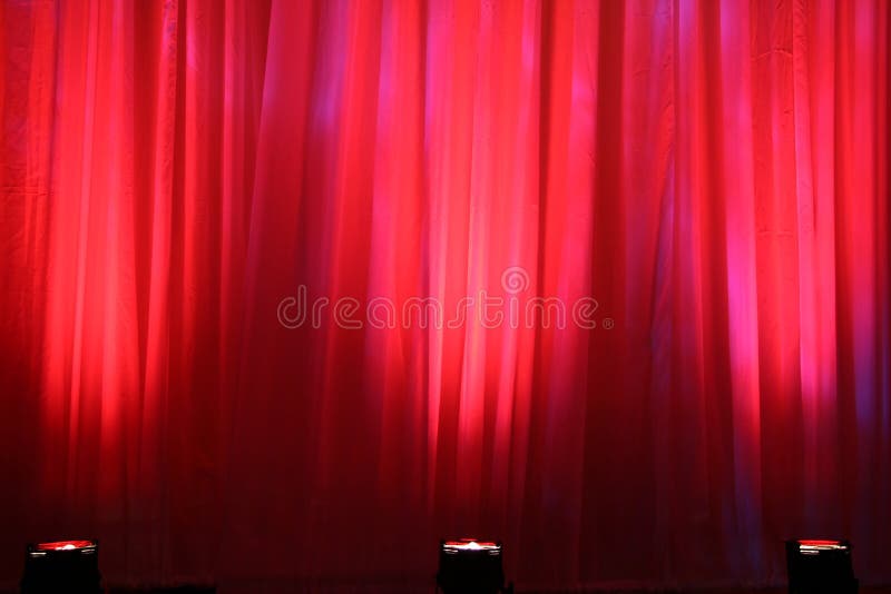Spot lights on red curtain stock image. Image of contrast - 1238627