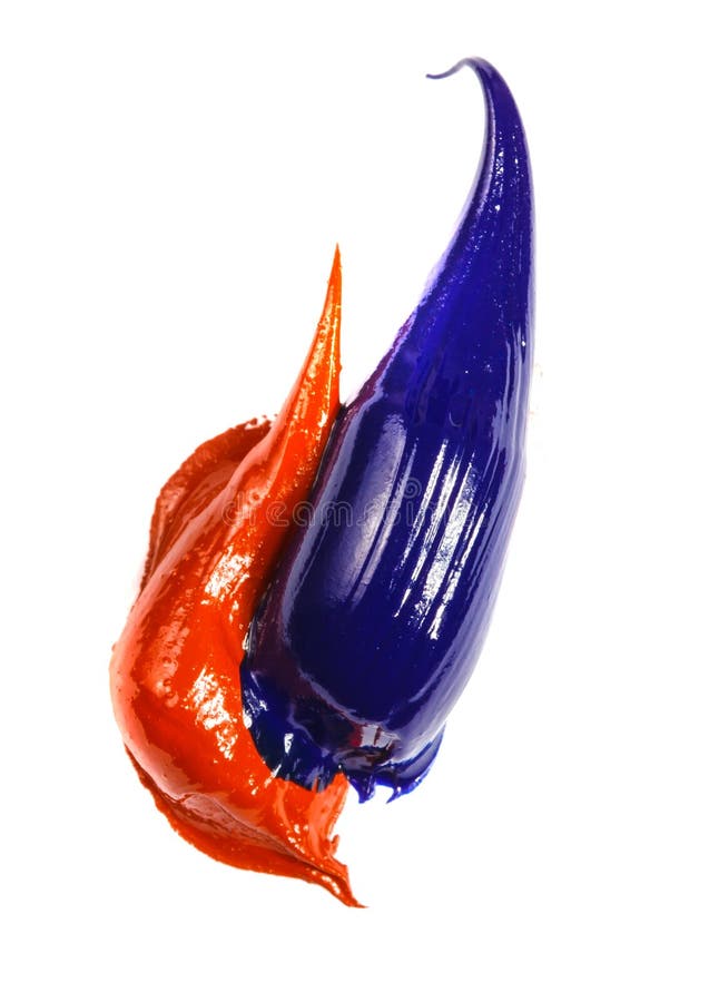Spot of Red Blue Oil Paint on a White Stock Photo - Image of paint ...