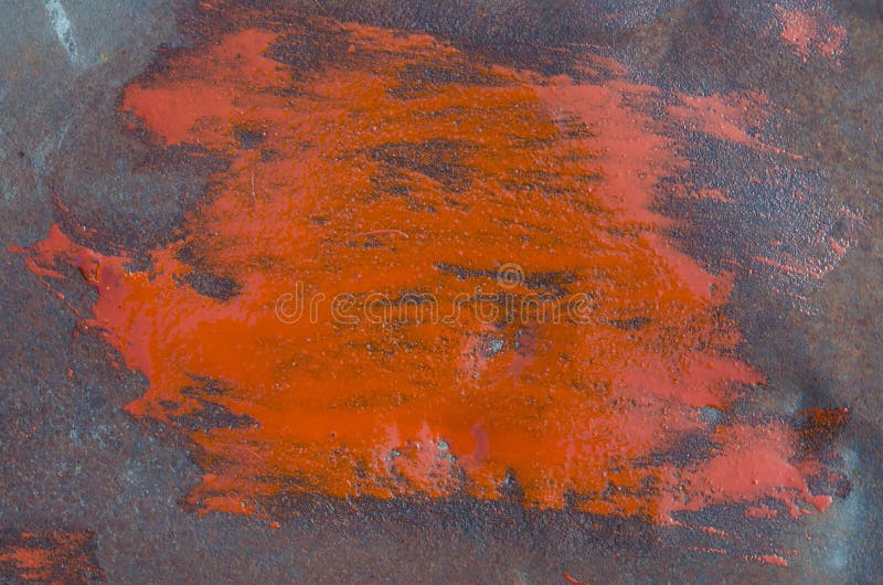 A Spot of Red Paint on Rusty Sheet of Iron Stock Image - Image of ...
