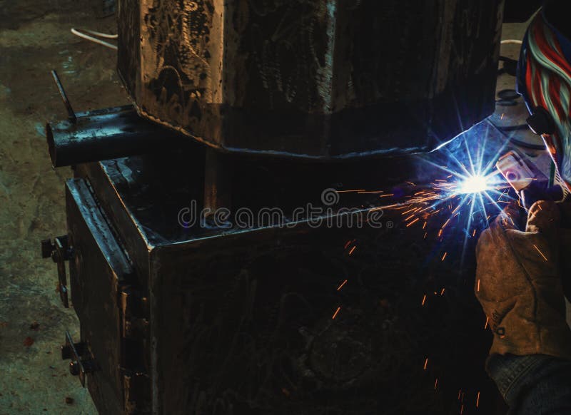 Spot Welding of a Metal Product in Locksmith Workshop Stock Image ...