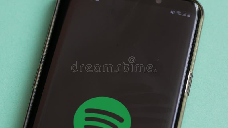 The Spotify Application is Installed and Launched on a Smartphone ...