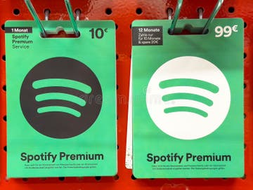 Spotify Premium Gift Cards Display with Pricing in Euros Editorial ...