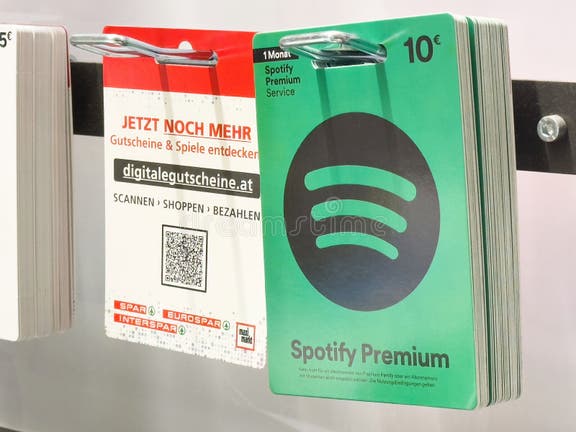 Spotify Premium Gift Cards on Display in Store Editorial Image - Image ...