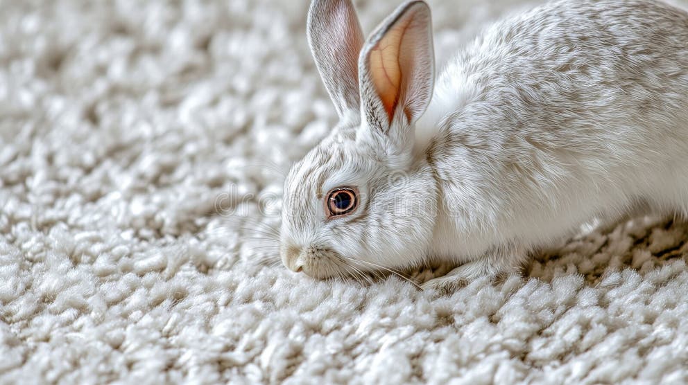 On a Spotless White Background, a Sweet Tiny Rabbit is Depicted in ...