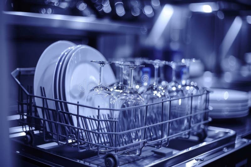 Spotless White Dishes Organized Inside a Modern Dishwasher in a ...
