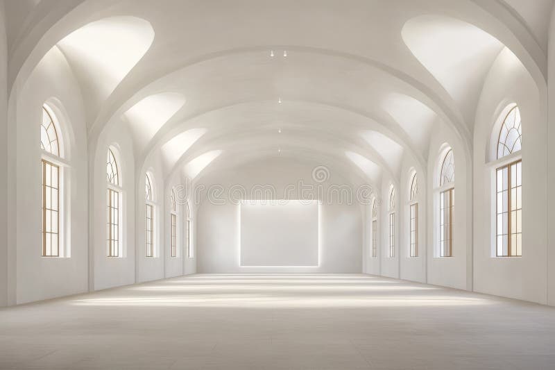 A Spotless White Studio Room Illuminated by a Gradient Spotlight ...