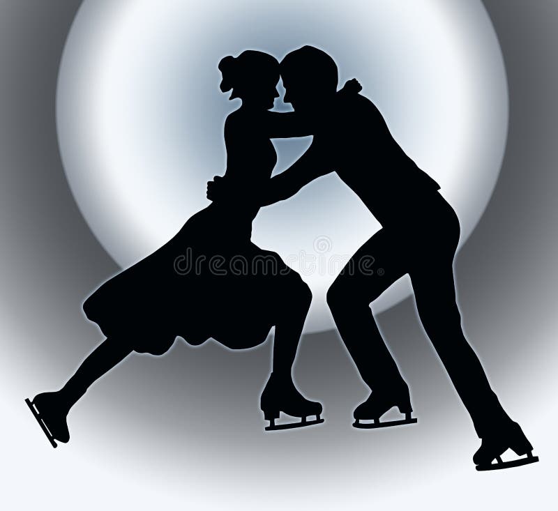 Silhouette Ice Skater Couple High Kick Stock Vector - Illustration of ...