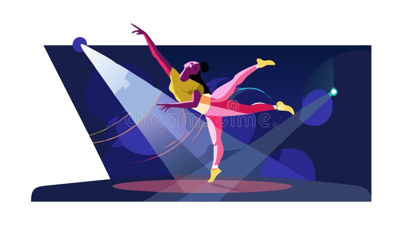 Spotlight Ballet Dancer: Elegant Movement Stage Artistry, Vector Design ...