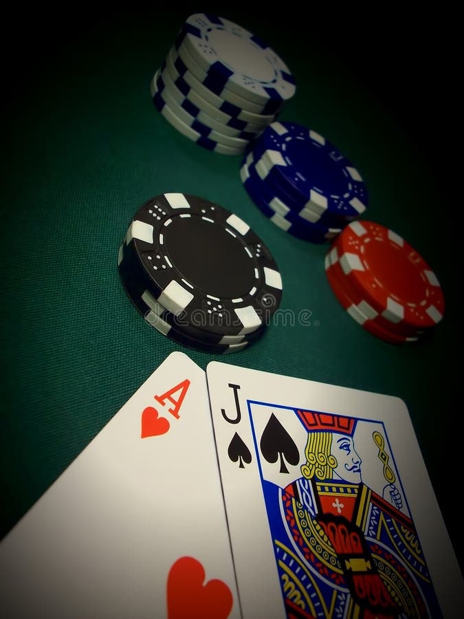Blackjack Table in Casino with Cards Stock Image - Image of blackjack ...