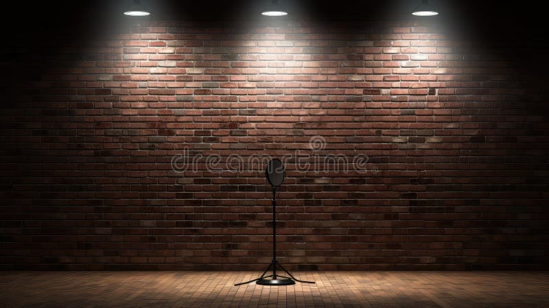 Spotlight brick wall stage stock illustration. Illustration of ...