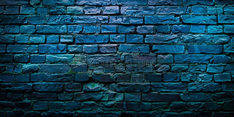 Backgrounds-Ethereal Glow on Midnight Blue Bricks. Generative AI Stock ...
