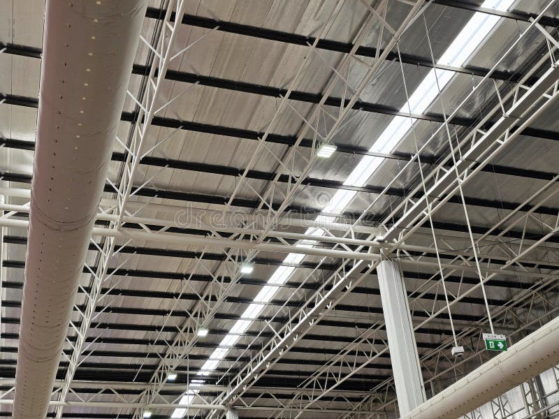 Spotlight on Ceiling of Warehouse, Suitable for Electric Concept. Stock ...