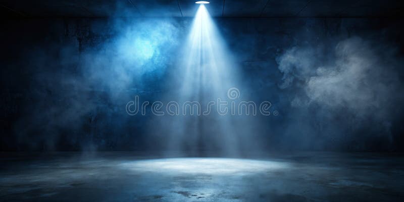 Spotlight on Concrete Blue Haze, Low Angle, Dramatic Lighting Stock ...