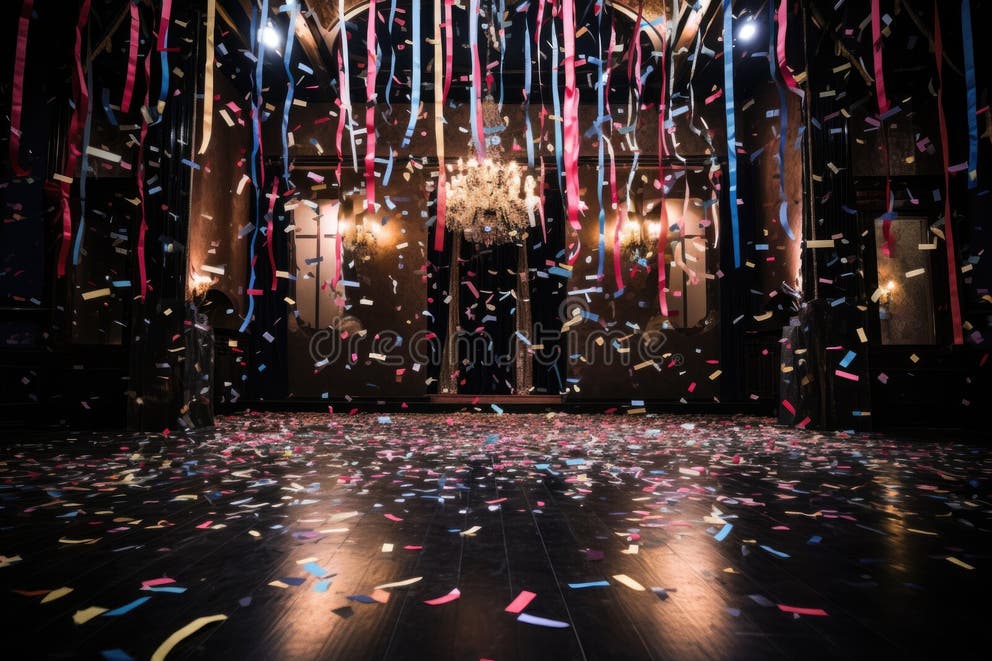 Spotlight on a Dance Floor with Confetti Stock Photo - Image of glitter ...