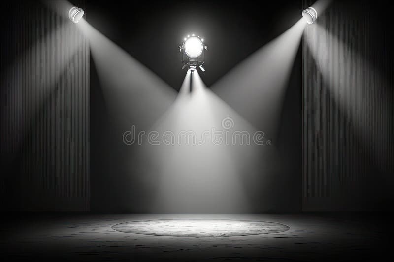 A Spotlight in a Dark Black and White Room. Stage Background Stock ...