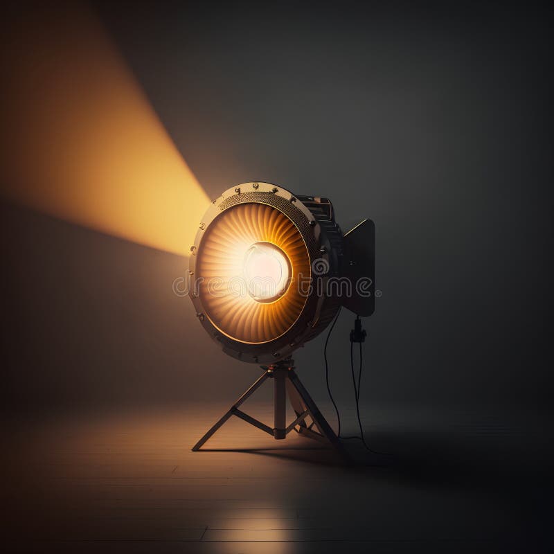 Spotlight in Dark Room with Spotlights. 3D Rendering Stock Illustration ...