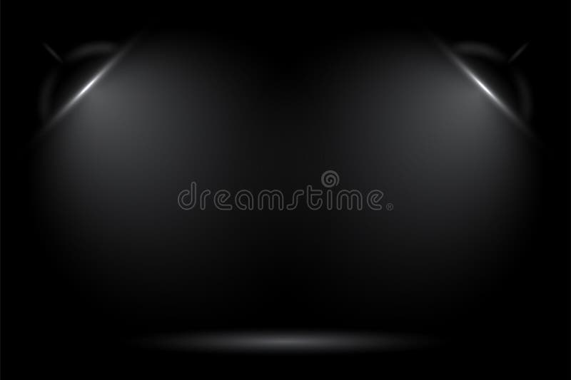 Spotlight on Dark Stage. Soft Overhead Light Beam from Lamp on Black ...