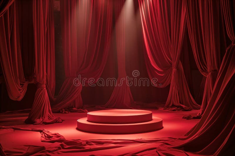Spotlight on Elegant Red Stage Stock Illustration - Illustration of ...